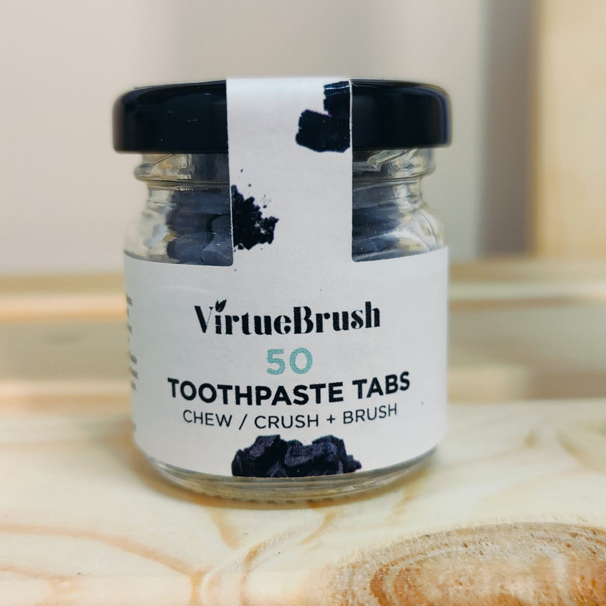 50 Activated Charcoal Toothpaste Tabs - Glass Jar