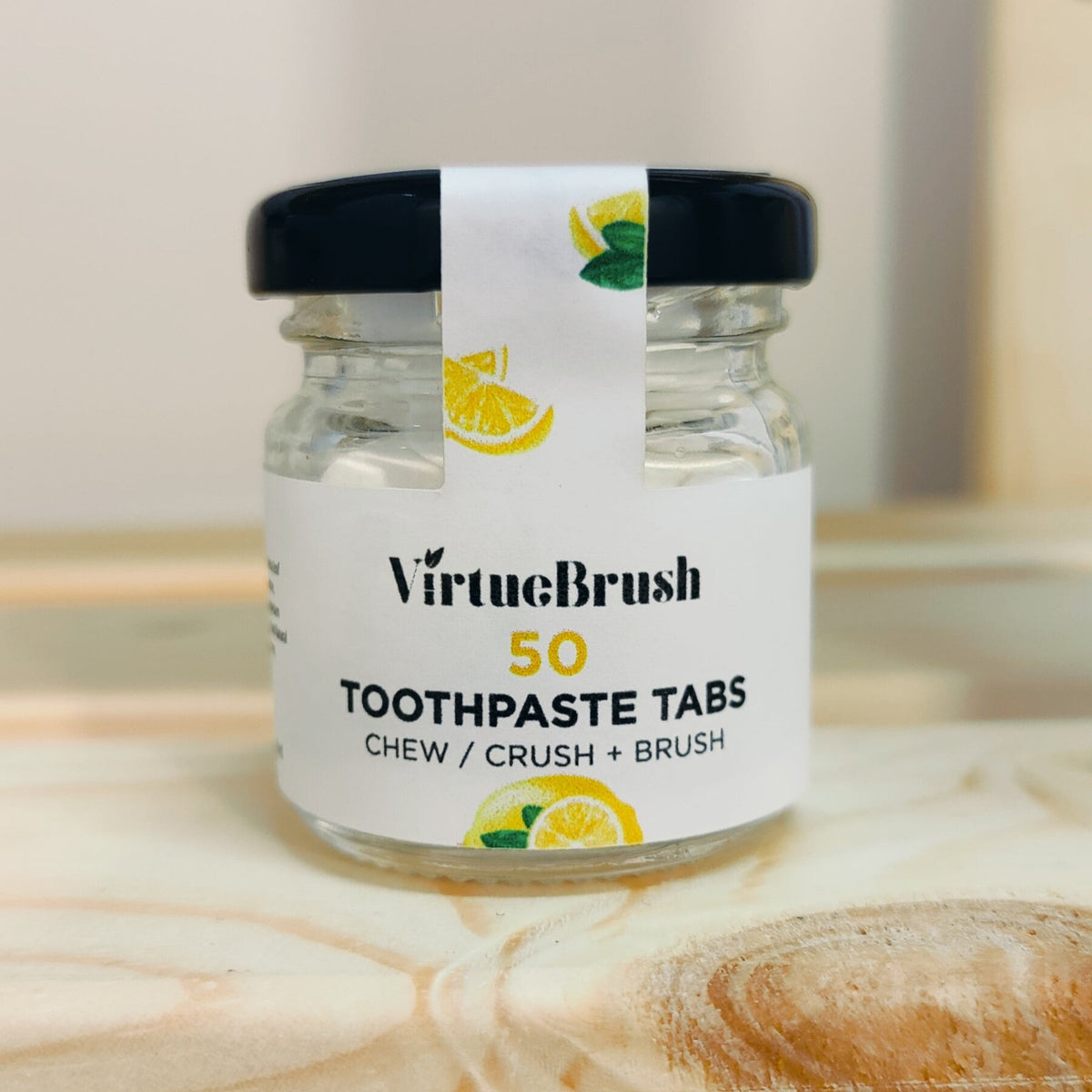50 Lemon Toothpaste Tabs - Glass Jar